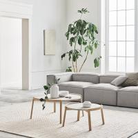 China Round Coffee Table Set Table Natural Oak Veneer Travertine Top Coffee Table for sale