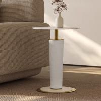 China Brushed White Ceramic Top End Table With Stainless Steel Leg Base for sale