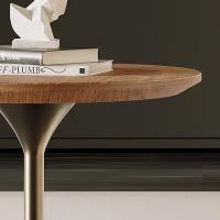 China Light Oak Side Table with Brushed Gold Metal Base 400mm Diameter for sale