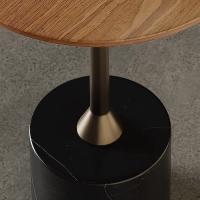 China Light Oak Side Table with Brushed Gold Metal Base 400mm Diameter for sale