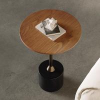 China Light Oak Side Table with Brushed Gold Metal Base 400mm Diameter for sale