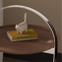 China Walnut Veneer End Table 490mm Diameter Brushed Silver Metal Legs for sale
