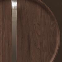 China Walnut Veneer End Table 490mm Diameter Brushed Silver Metal Legs for sale