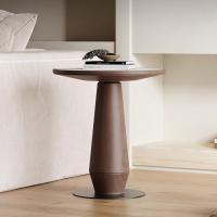 China Oak Metal Marble Side Table 500mm Round Stainless Steel End Table Brushed Gun Black for sale