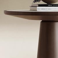 China Oak Metal Marble Side Table 500mm Round Stainless Steel End Table Brushed Gun Black for sale