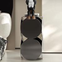 China Bright Stainless Side Table Black Finish Metal Accent Table for sale