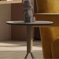 China Stainless Steel Side Table Brushed Gun Black Ceramic Top 350mm Dia 550mm Height for sale