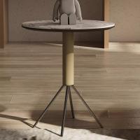 China Stainless Steel Side Table Brushed Gun Black Ceramic Top 350mm Dia 550mm Height for sale