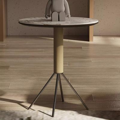 China Stainless Steel Side Table Brushed Gun Black Ceramic Top 350mm Dia 550mm Height for sale