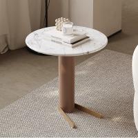 China Rose Gold Stainless Steel End Table Marble Top Ss Side Table Small for sale