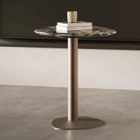 China Brushed Gold Stainless Steel and Marble Side Table 530mm Round End Table for Hotel Room for sale