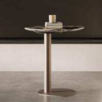 China Brushed Gold Stainless Steel and Marble Side Table 530mm Round End Table for Hotel Room for sale