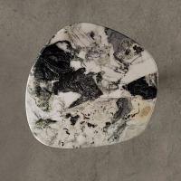 China Brushed Gold Stainless Steel and Marble Side Table 530mm Round End Table for Hotel Room for sale
