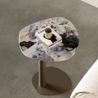 China Brushed Gold Stainless Steel and Marble Side Table 530mm Round End Table for Hotel Room for sale