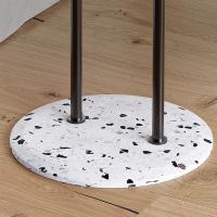 China Round Glass Side Table 450mm Stainless Steel Gun Black Metal Base Custom for sale