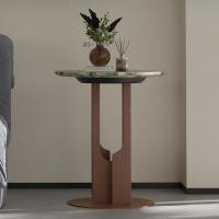China Matt Rose Gold Metal and Marble Side Table 500mm for Hotel Living Room for sale