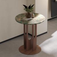 China Matt Rose Gold Metal and Marble Side Table 500mm for Hotel Living Room for sale