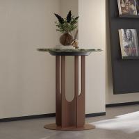 China Matt Rose Gold Metal and Marble Side Table 500mm for Hotel Living Room for sale