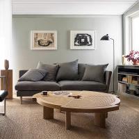 China Oak Solid Wood Coffee Table with Rattan Top Round 1000mm Diameter Natural Finish for sale