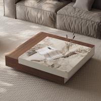 China Oak Wood Coffee Table Ceramic Top Square Coffee Table With Drawers for sale