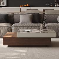 China Oak Wood Coffee Table Ceramic Top Square Coffee Table With Drawers for sale