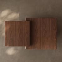 China Walnut Wood Coffee Table Square 1000x1000mm with Stainless Steel Base Natural Dark Walnut for sale