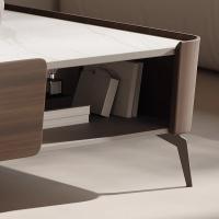 China Oak Wood Coffee Table Ceramic Top Square Coffee Table With Storage Space for sale