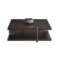 China Oak Wood Square Coffee Table 1000x1000x330mm with Stainless Steel Legs Natural Dark Oak for sale