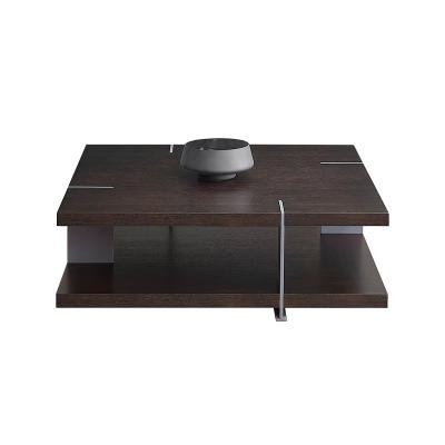 China Oak Wood Square Coffee Table 1000x1000x330mm with Stainless Steel Legs Natural Dark Oak for sale