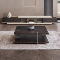 China Oak Wood Square Coffee Table 1000x1000x330mm with Stainless Steel Legs Natural Dark Oak for sale