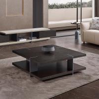 China Oak Wood Square Coffee Table 1000x1000x330mm with Stainless Steel Legs Natural Dark Oak for sale