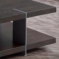 China Oak Wood Square Coffee Table 1000x1000x330mm with Stainless Steel Legs Natural Dark Oak for sale