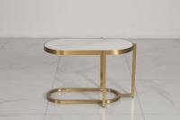 China Modern Marble Iron Coffee Table with Brushed Gold Base Customizable Top 80cm for sale