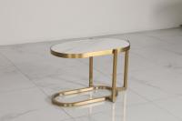 China Modern Marble Iron Coffee Table with Brushed Gold Base Customizable Top 80cm for sale