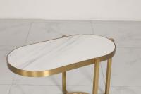 China Modern Marble Iron Coffee Table with Brushed Gold Base Customizable Top 80cm for sale
