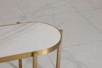 China Modern Marble Iron Coffee Table with Brushed Gold Base Customizable Top 80cm for sale
