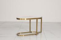 China Modern Marble Iron Coffee Table with Brushed Gold Base Customizable Top 80cm for sale