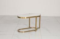 China Modern Marble Iron Coffee Table with Brushed Gold Base Customizable Top 80cm for sale