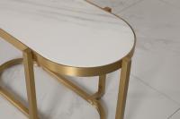 China Modern Marble Iron Coffee Table with Brushed Gold Base Customizable Top 80cm for sale