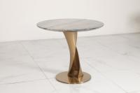 China Natural Marble Top Coffee Table with Stainless Steel Legs Customizable 80cm for sale