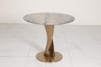 China Natural Marble Top Coffee Table with Stainless Steel Legs Customizable 80cm for sale