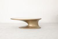 China Oval Natural Marble Top Dining Table 1400x750mm Brushed Gold Stainless Steel Base for sale