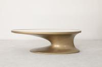 China Oval Natural Marble Top Dining Table 1400x750mm Brushed Gold Stainless Steel Base for sale
