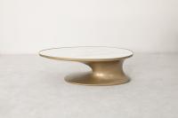 China Oval Natural Marble Top Dining Table 1400x750mm Brushed Gold Stainless Steel Base for sale