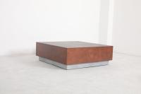 China MSJ Wood Top Hotel Dining Table Brushed Gold Base 80cm Hot Pot Table for sale