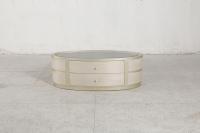 China Modern Wood Top Coffee Table with Stainless Steel Frame Matte Finish Customizable Leg Colors for sale