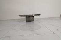 China Brushed Stainless Steel Round Coffee Table with Natural Marble Top 80cm for sale