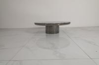 China Brushed Stainless Steel Round Coffee Table with Natural Marble Top 80cm for sale