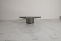 China Brushed Stainless Steel Round Coffee Table with Natural Marble Top 80cm for sale