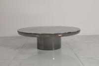 China Brushed Stainless Steel Round Coffee Table with Natural Marble Top 80cm for sale